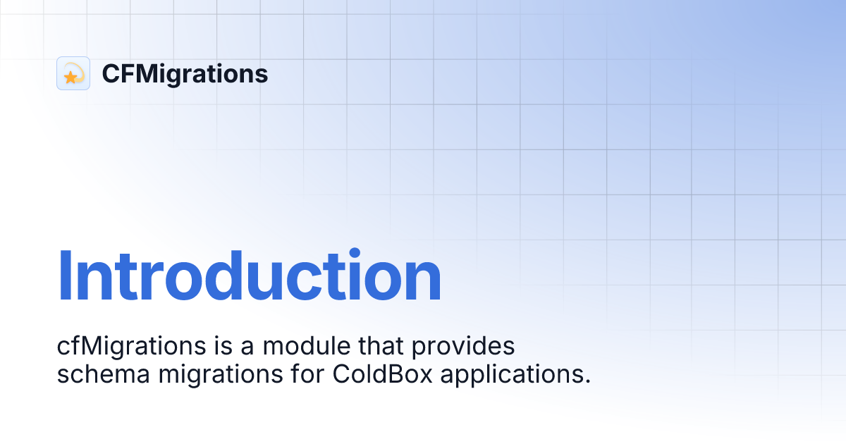 Introduction | CFMigrations